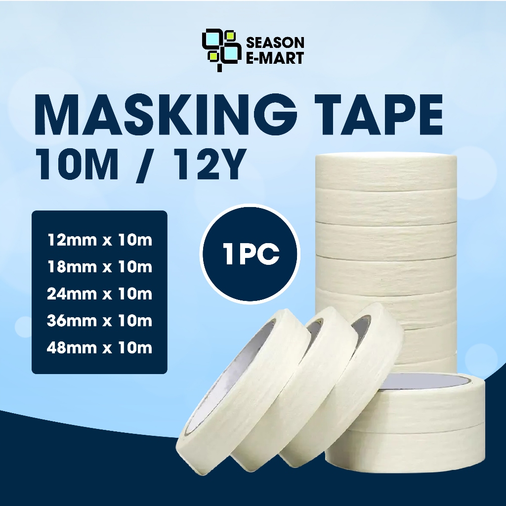 Masking Tape Paper Tape 12mm 18mm 24mm 36mm 48mm Kertas Packing Tape ...