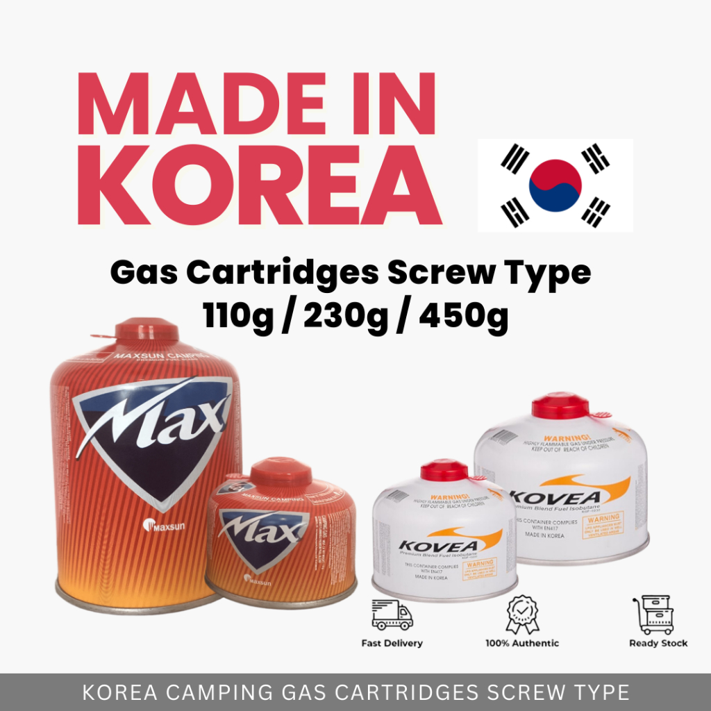 FROM KOREA KOVEA & MAX CAMPING PROPANE BUTANE GAS CARTRIDGES SCREW TYPE ...