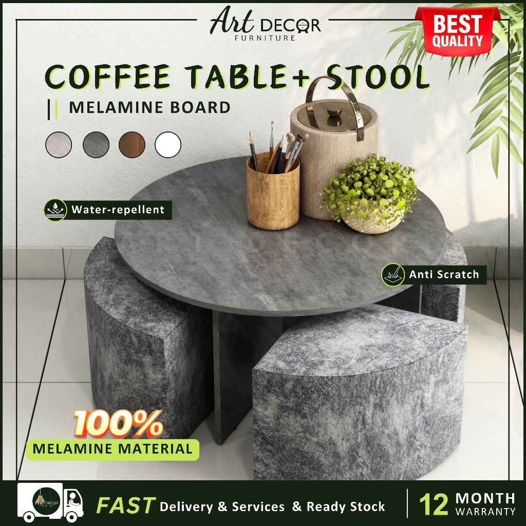 [READY STOCK] Art Decor Coffee Table/Set Meja Kopi Bulat Ruang tamu ...
