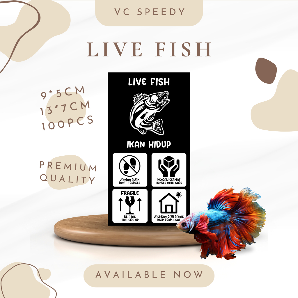 Fragile Sticker Label Live Fish Live Plant Fresh Food Frozen Food 9cm ...
