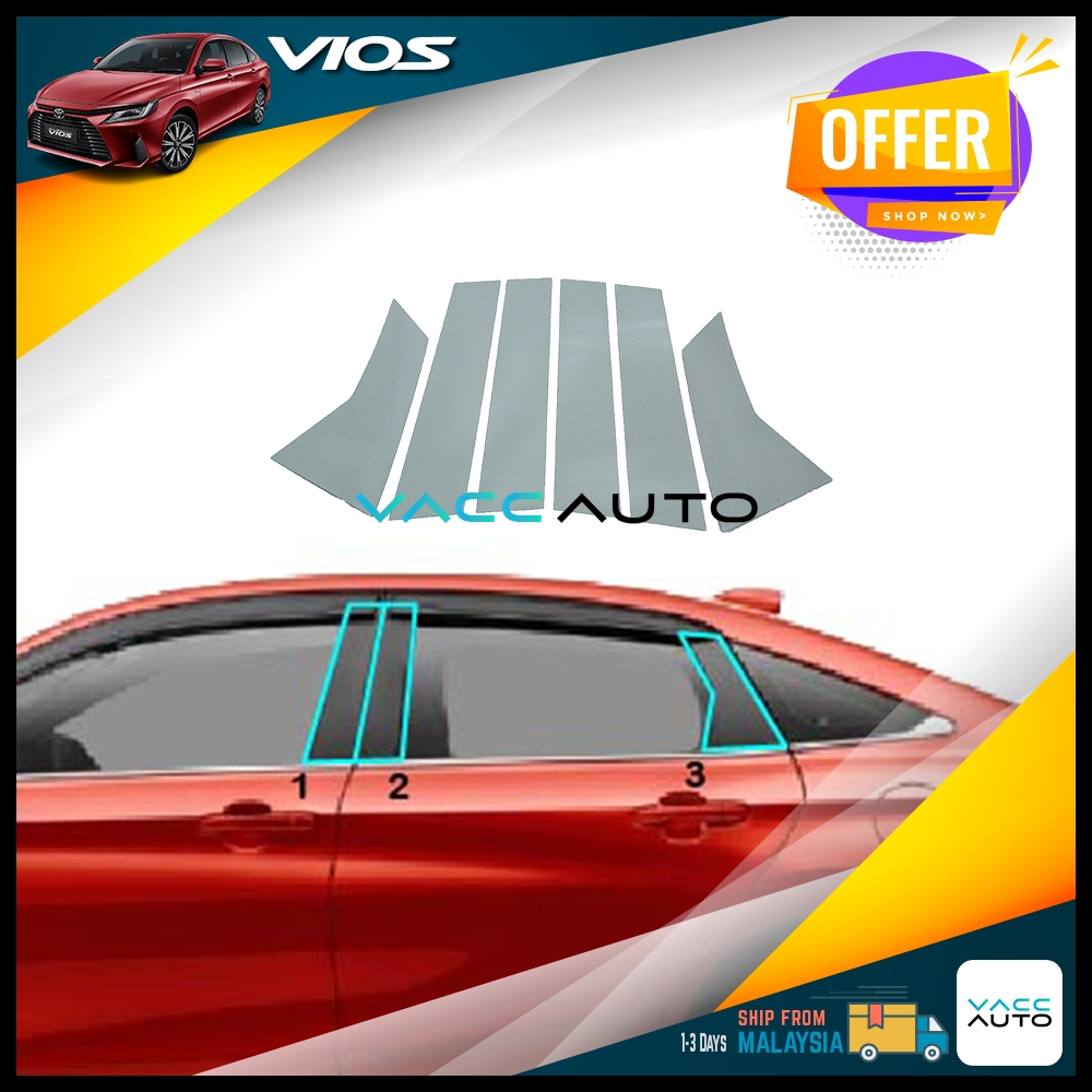 Toyota Vios AC100 Door Pillar Chrome Window Door PC Center Pillar Cover ...