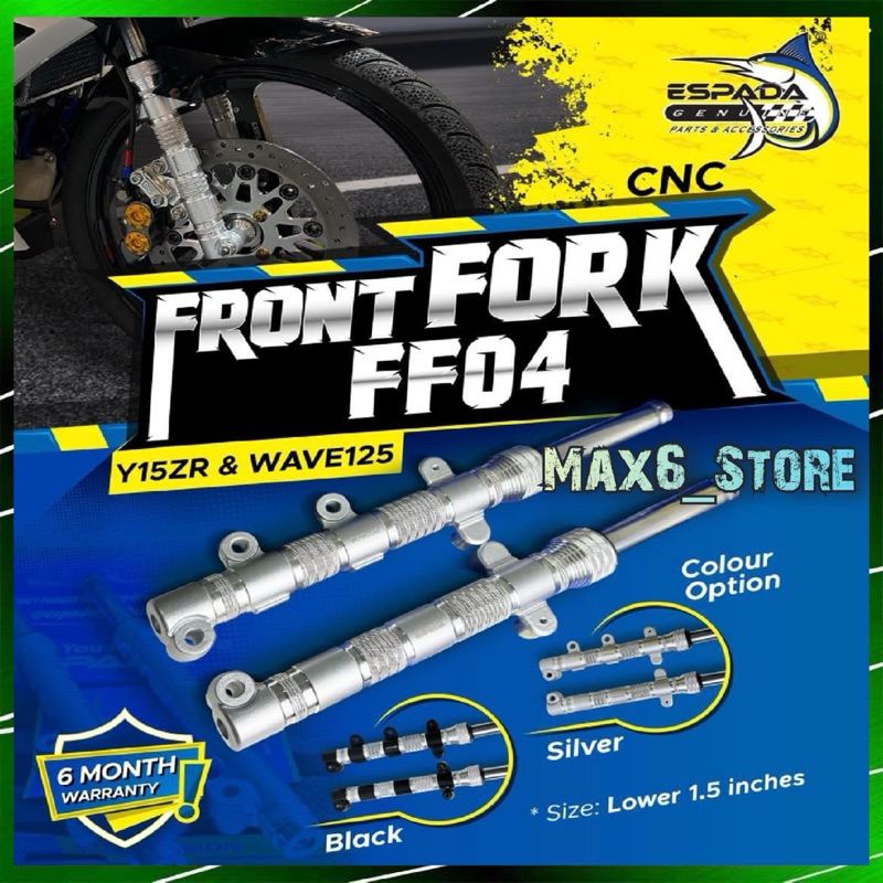 ESPADA FORK LAY Y15ZR Y16ZR NVX155 LC135 RSX150 LOWER 1.5 Inch FORK CNC BLACK GOLD SILVER TEBAL ...
