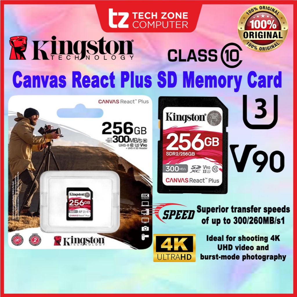 Kingston Canvas React Plus SD memory card Class 10 V90 (256GB) | Shopee Malaysia
