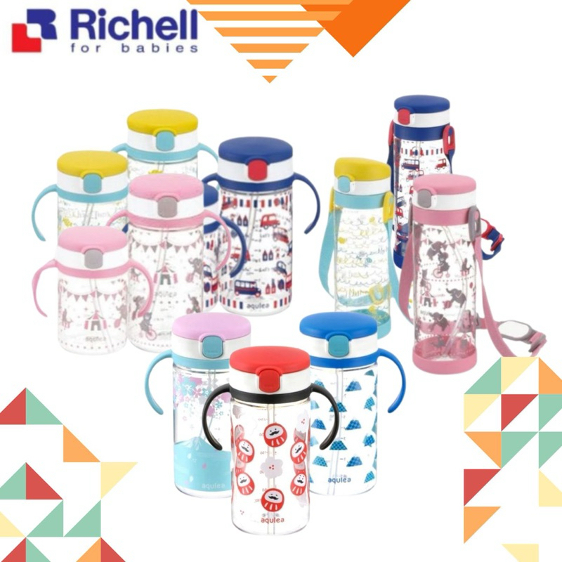 Richell AQULEA Clear Straw Bottle Mug (200ml / 320ml / 450ml) | Shopee ...