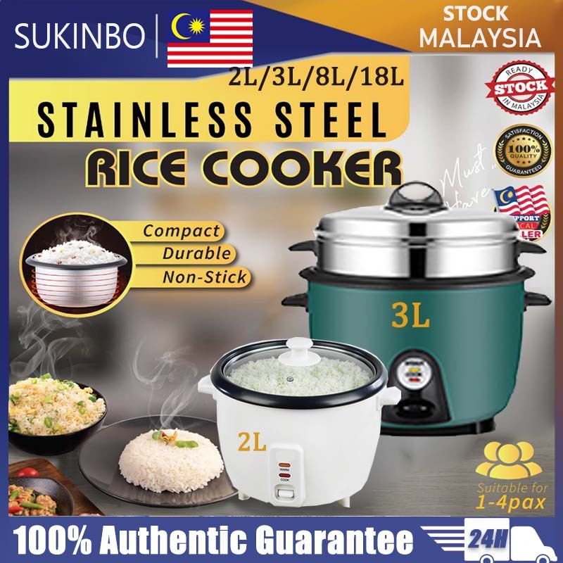 SUKINBO 2L 3L 8L 18L Rice Cooker Non-Stick Multipurpose Small Rice ...