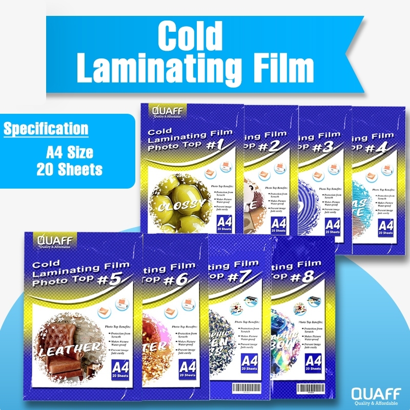 QUAFF Cold Laminate Film A4 Size | 20 Sheets | PVC Vinyl Transparent ...
