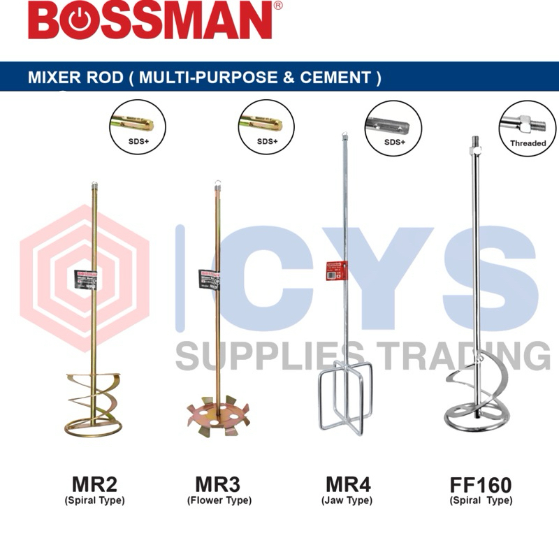 (100% QUALITY) BOSSMAN MIXER ROD / MULTIPURPOSE & CEMENT (SDS / THREAD ...