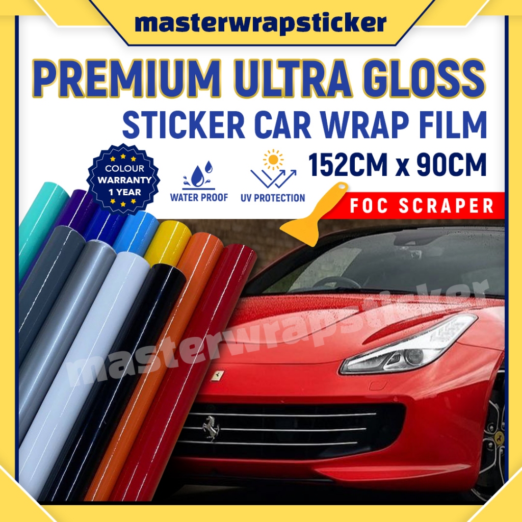 PREMIUM ULTRA GLOSSY CAR STICKER(152CM-90CM)stiker kereta kilat ...