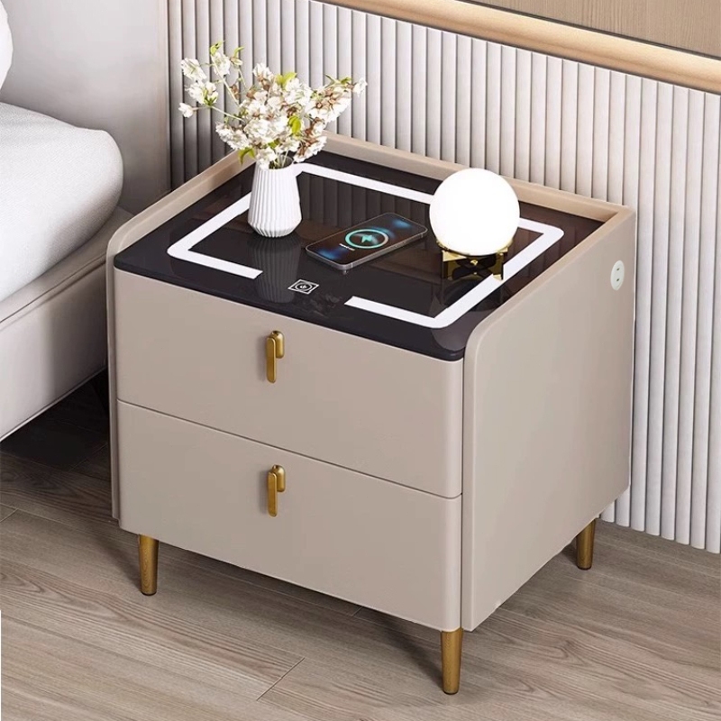Smart Bedside Table [Three-Color Light+Wireless Charging+USB Charging ...