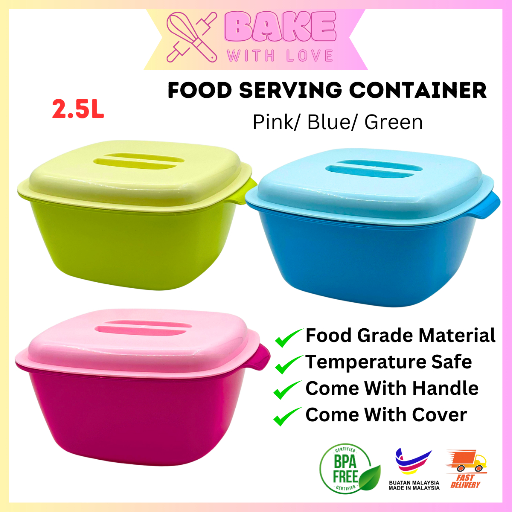 2.5L Food Serving Storage Container with Cover 2500ml/ Bekas Set Buffet ...