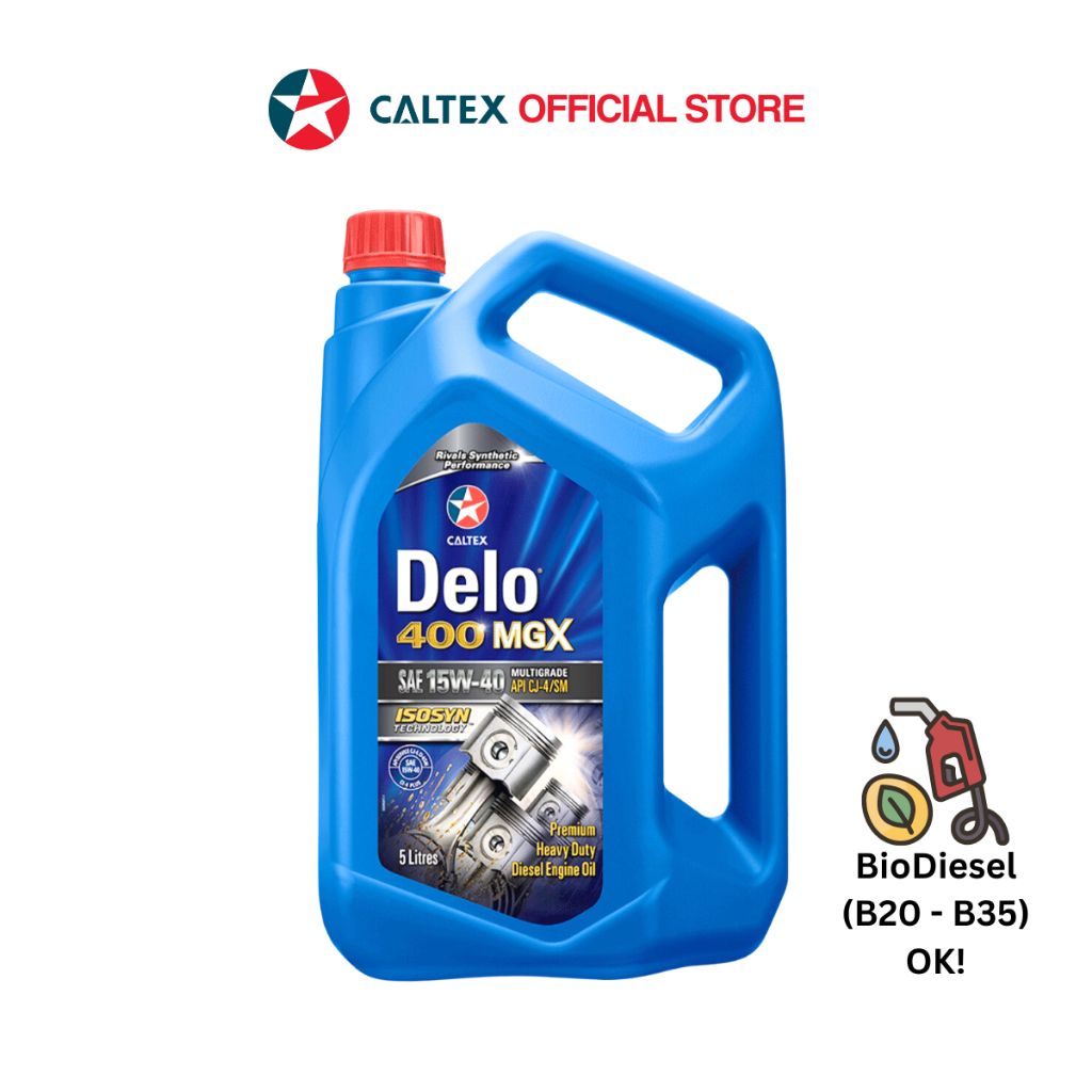 CALTEX Delo 400 MGX SAE 15W-40 API CJ-4/SM (5 Liters) 15W40 Heavy Duty ...