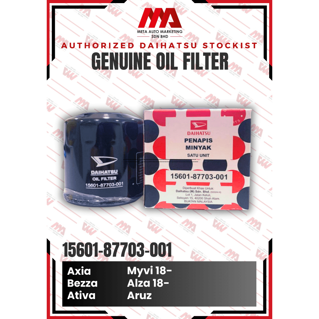 Original DAIHATSU GENUINE OIL FILTER 15061-87703-001-AXIA/ARUZ/BEZZA ...