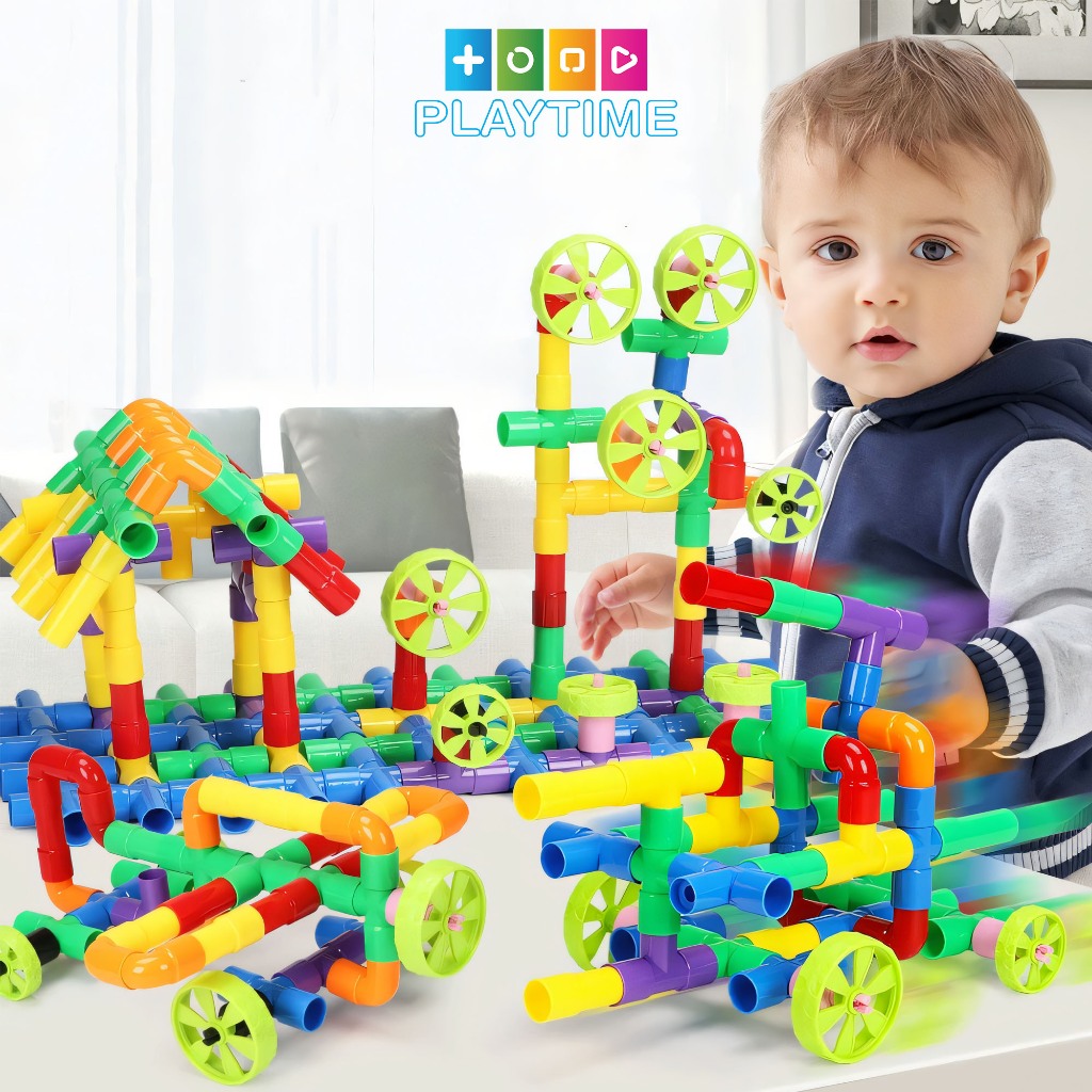 Pipeline Building Blocks Construction Assemble Toys Pipe Tunnel Puzzle ...