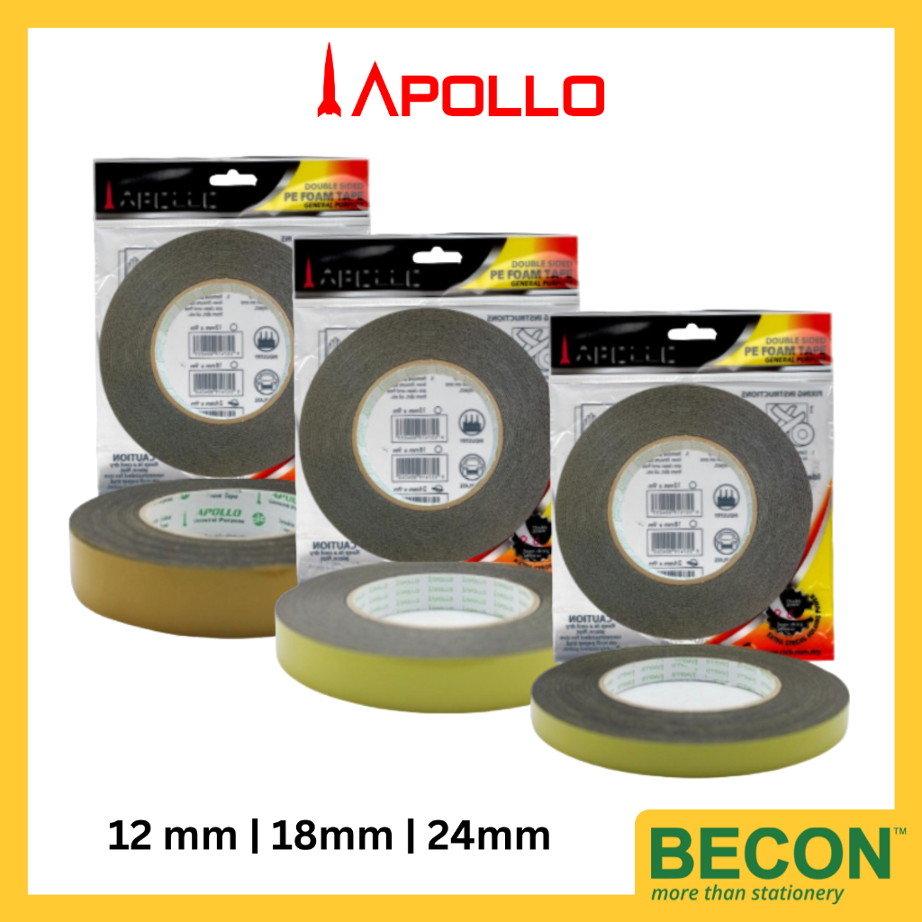 Apollo Double Sided Foam Tape 9 meter Black Colour 12mm | 18mm | 24mm ...