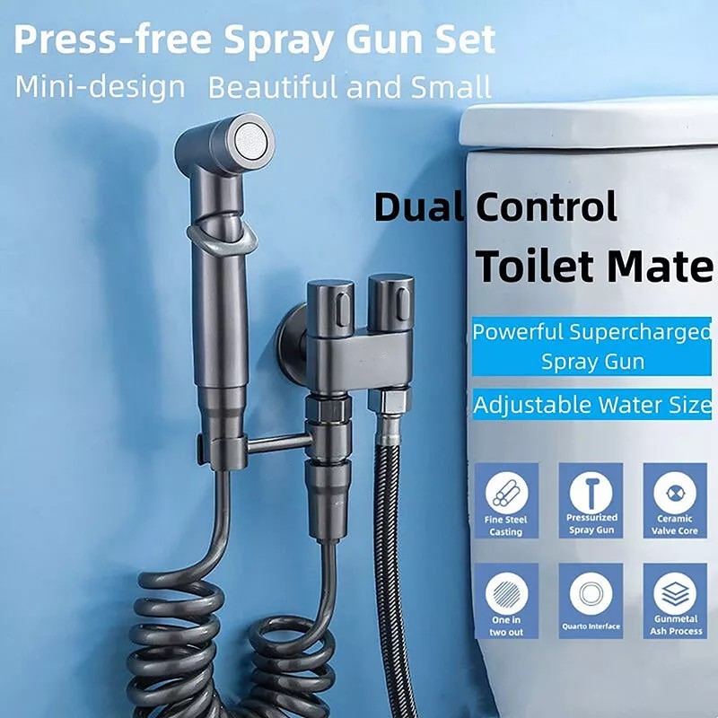 Stainless Steel Bidet Spray Set Hand Bidet Two Way Tap Faucet Bathroom ...