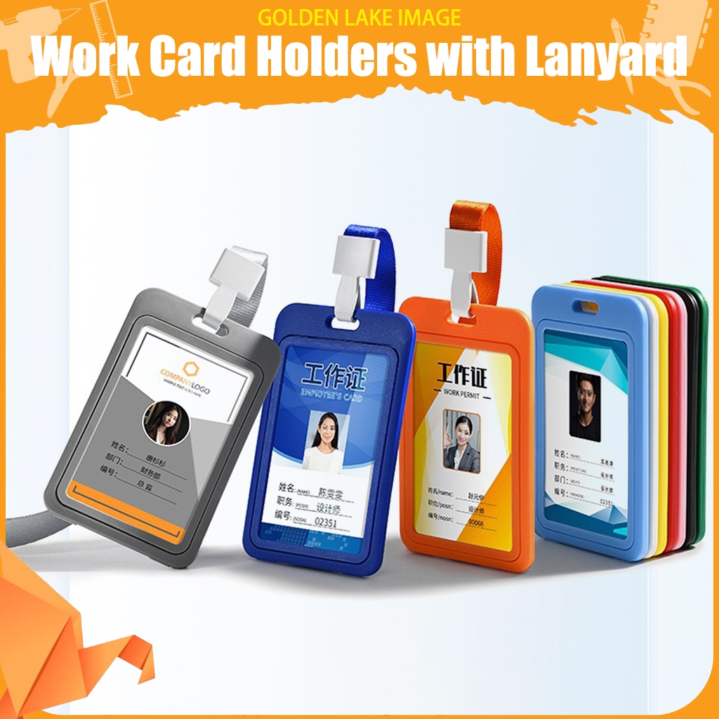 Work Card Holders with Lanyard Waterproof Business Work Card ID Badge ...