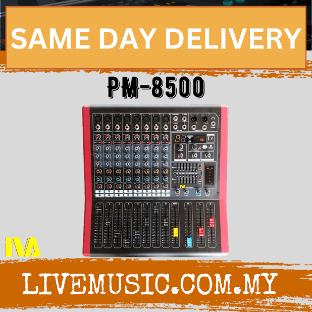 IVA PM-8500 2 x 500W True Power 8 CH Power Mixer c/w USB Recorder+Playback & Bluetooth ( PM8500 ...
