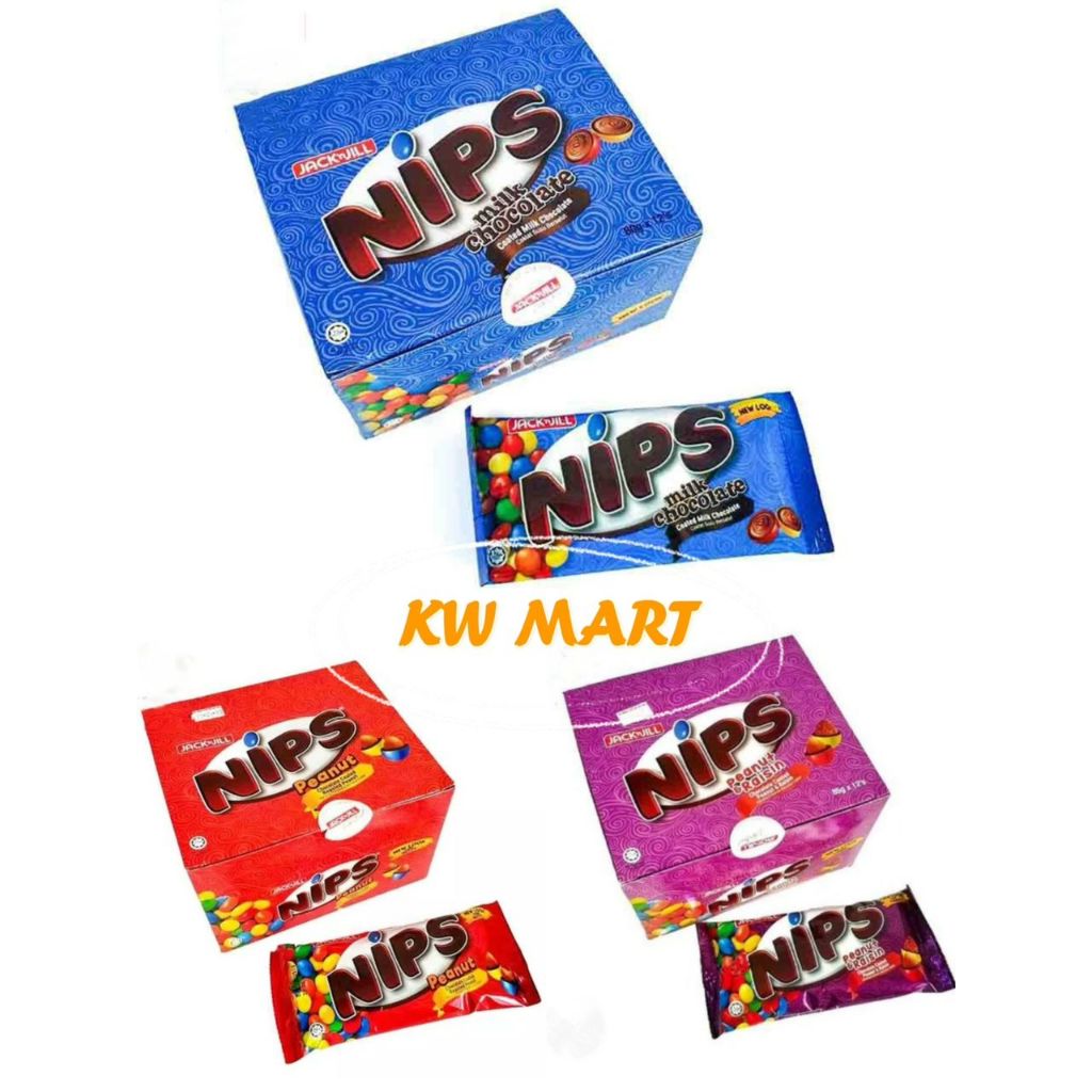 12'S x 65g / 70g - JACK'nJILL NIPS CHOCOLATE (CAN MIX FLAVOURS) PEANUT / PEANUT & RAISIN / MILK ...