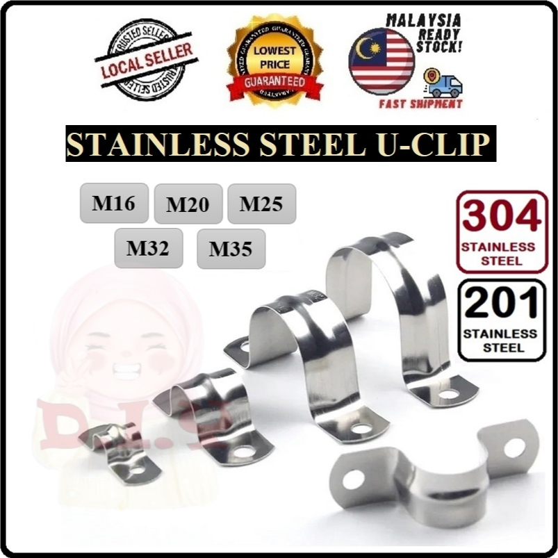 [1PCS] 304/201 Stainless Steel U Clip 16-35mm for PVC Pipe / Piping ...