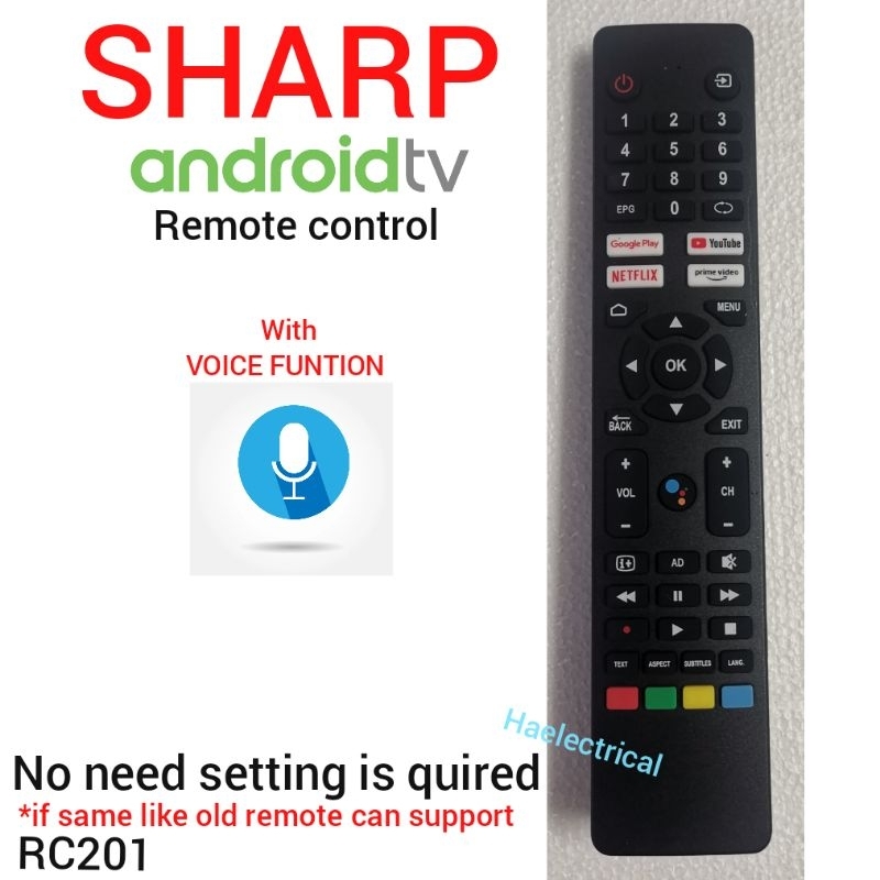SHARP android smart LED TV remote control RC201 with voice funtion ...