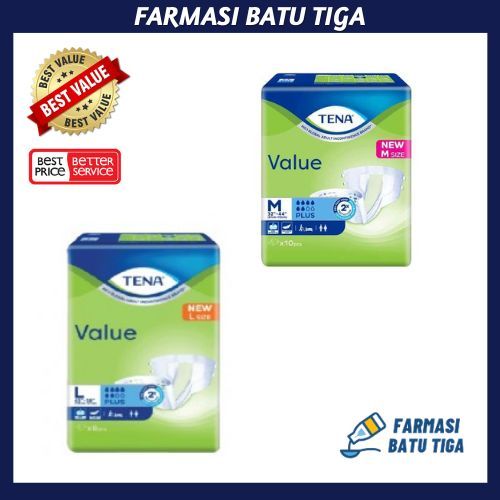 TENA VALUE PLUS ADULT DIAPERS SIZE M(10PCS) / SIZE L(8PCS) | Shopee Malaysia