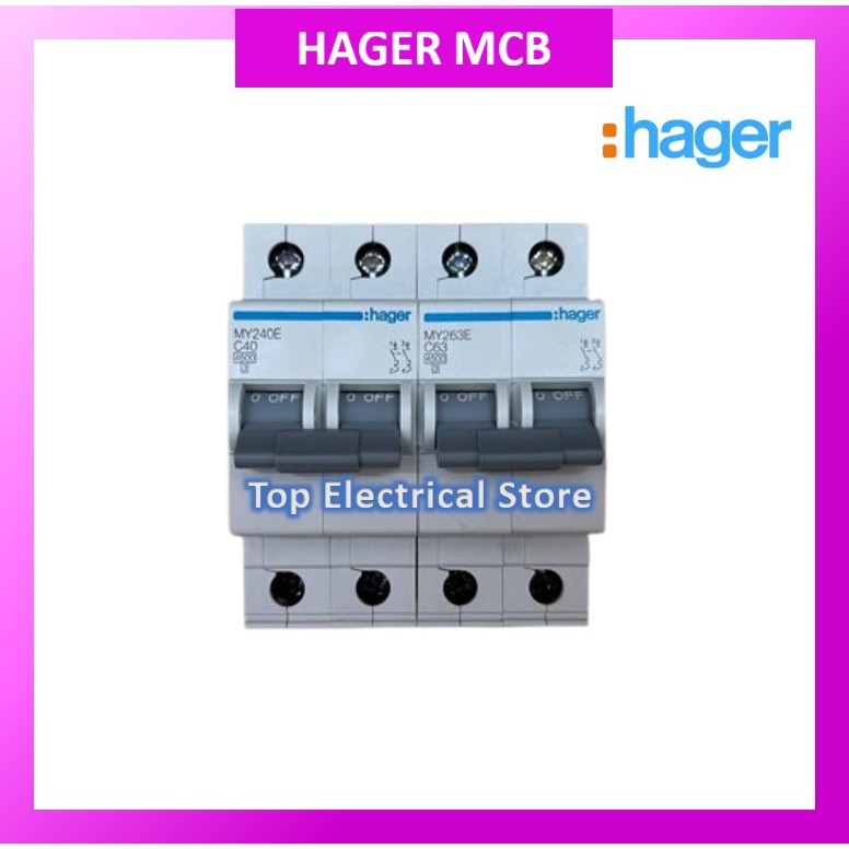 HAGER MY SERIES 2 POLE 3 POLE MCB 40A/63A (4.5KA) MINIATURE CIRCUIT BREAKER | Shopee Malaysia