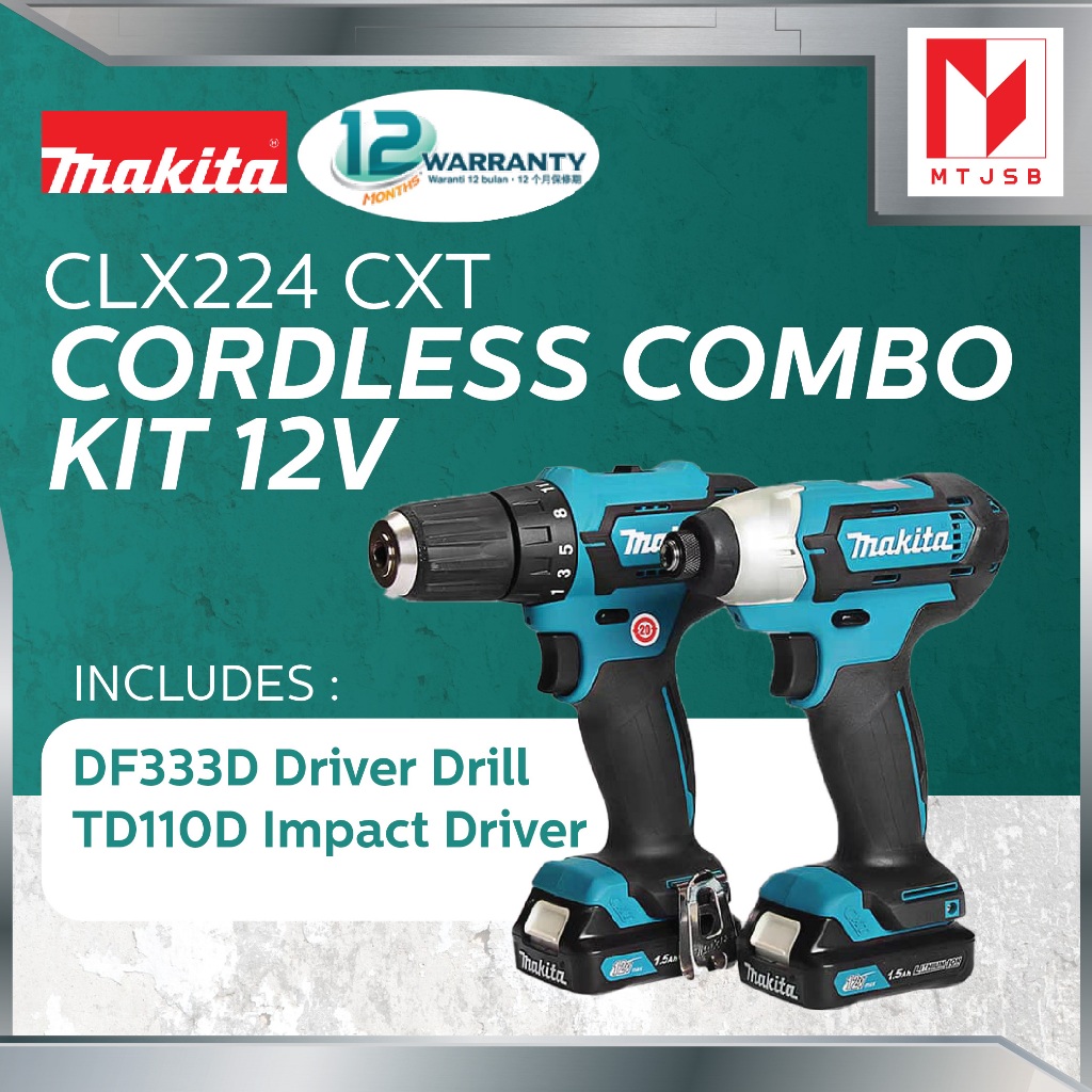 MAKITA CLX224 CXT CORDLESS COMBO KIT 12V ( DF333DZ + TD110DZ IMPACT DRIVER 1.5AH ) | Shopee Malaysia