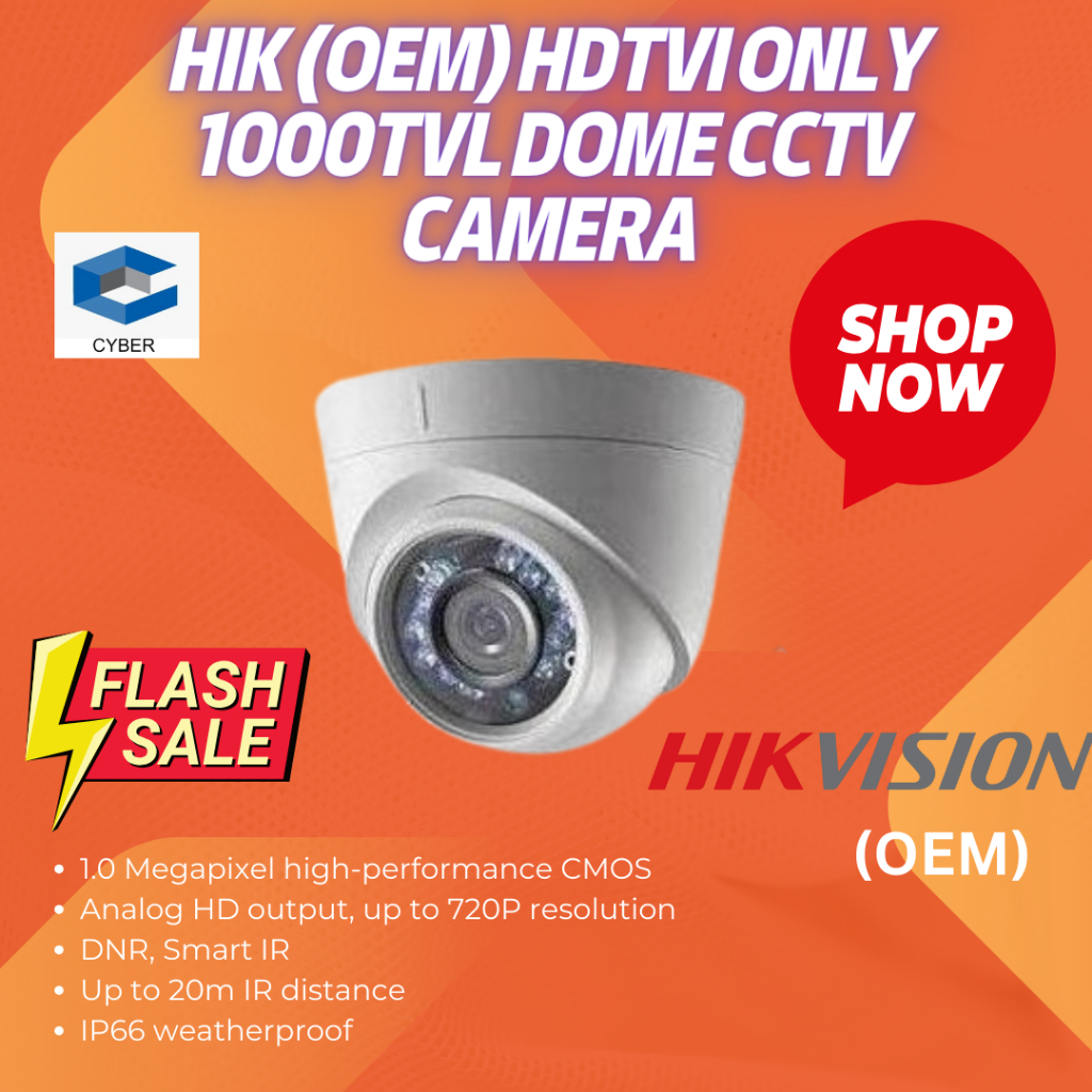 HIKVISION (OEM) HDTVI ONLY 1000TVL DOME CCTV CAMERA | Shopee Malaysia