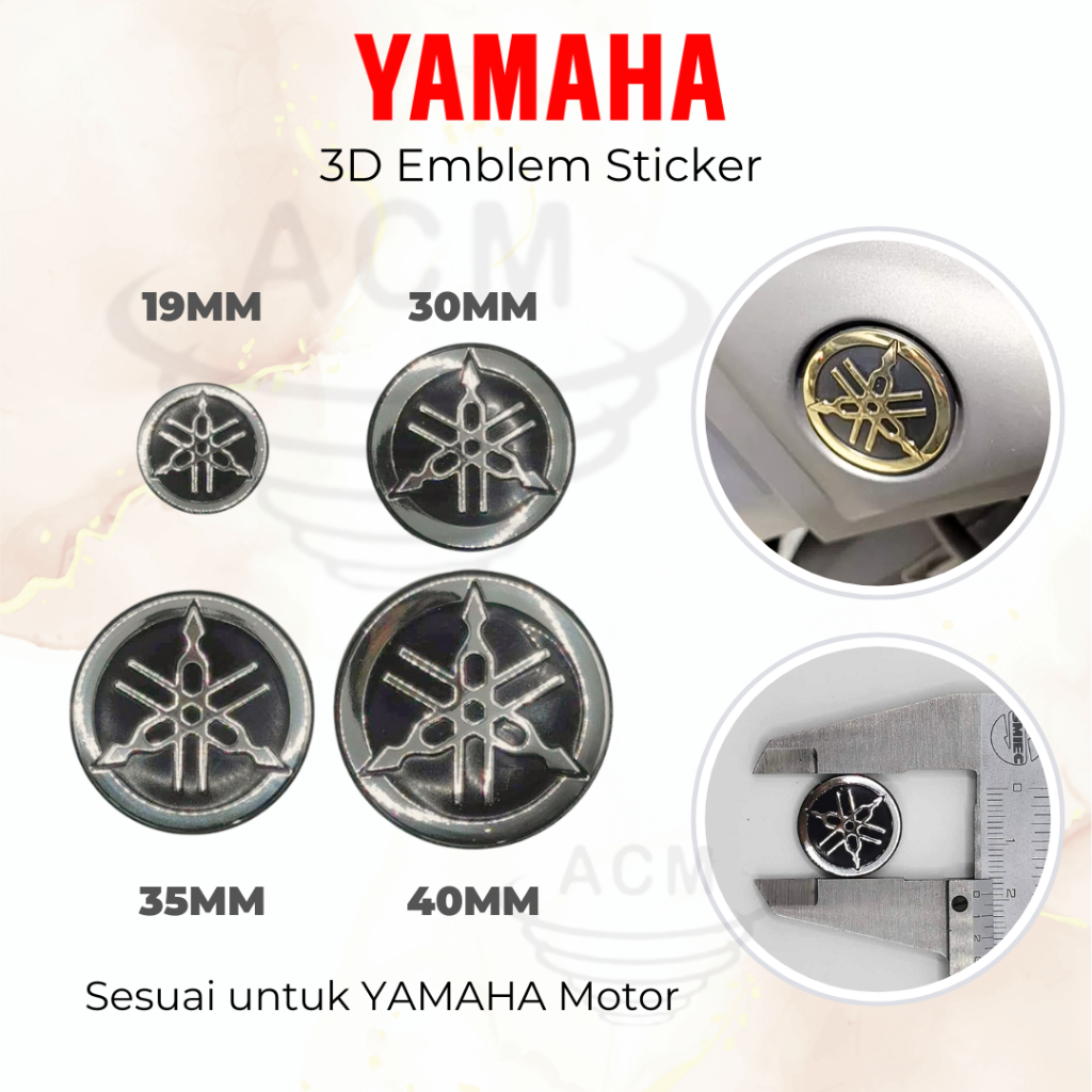 YAMAHA 3D Logo Emblem Set Silver Gold Besar Kecil Lambang LC135 135LC ...
