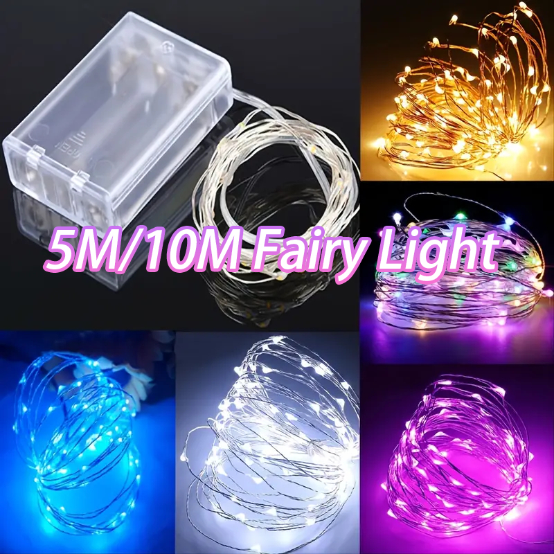 5M/10M 100/200LED Fairy Light Lampu LED String Light Battery Operated ...