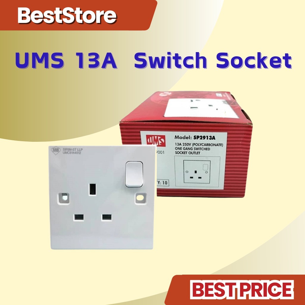 UMS 2913 13A 250V 1Gang/1G Socket Outlet Switch Socket with SIRIM ...