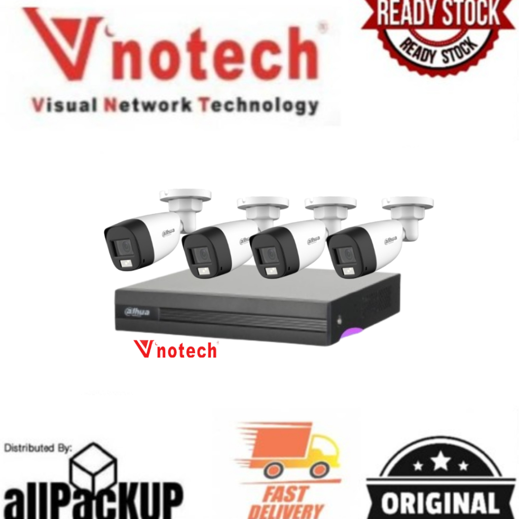 PACKAGE 4 CHANNEL 5MP (4 CAMERA SMART DUAL LIGHT 2MP) + DH-XVR1B04H-1 (DVR) + 12V5A (POWER ...