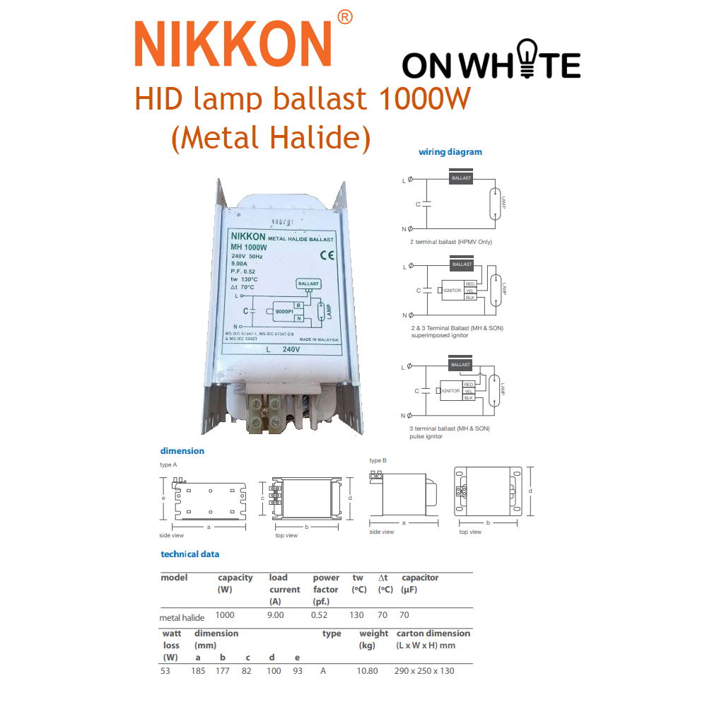 NIKKON HID lamp ballast 1000W (Metal Halide) | Shopee Malaysia