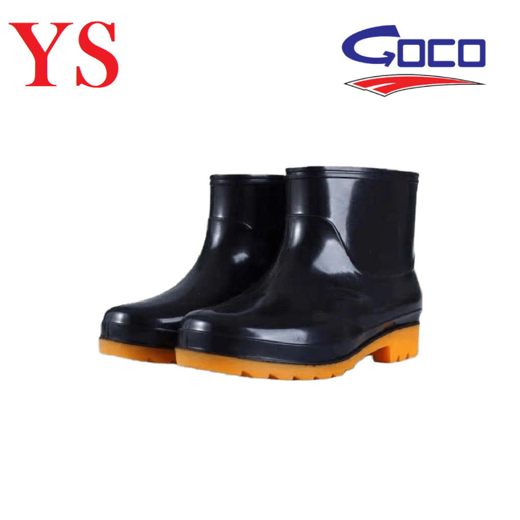 Goco 3516 Black x Beige Boot | Kasut Boot Hujan Hitam x Beige | Shopee ...