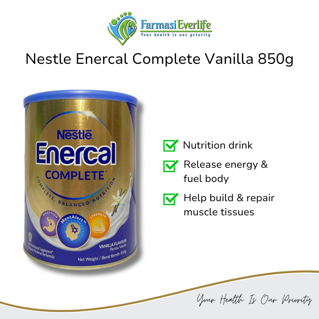 Nestle Enercal Complete Vanilla 850g - menyokong pemulihan, kekuatan ...