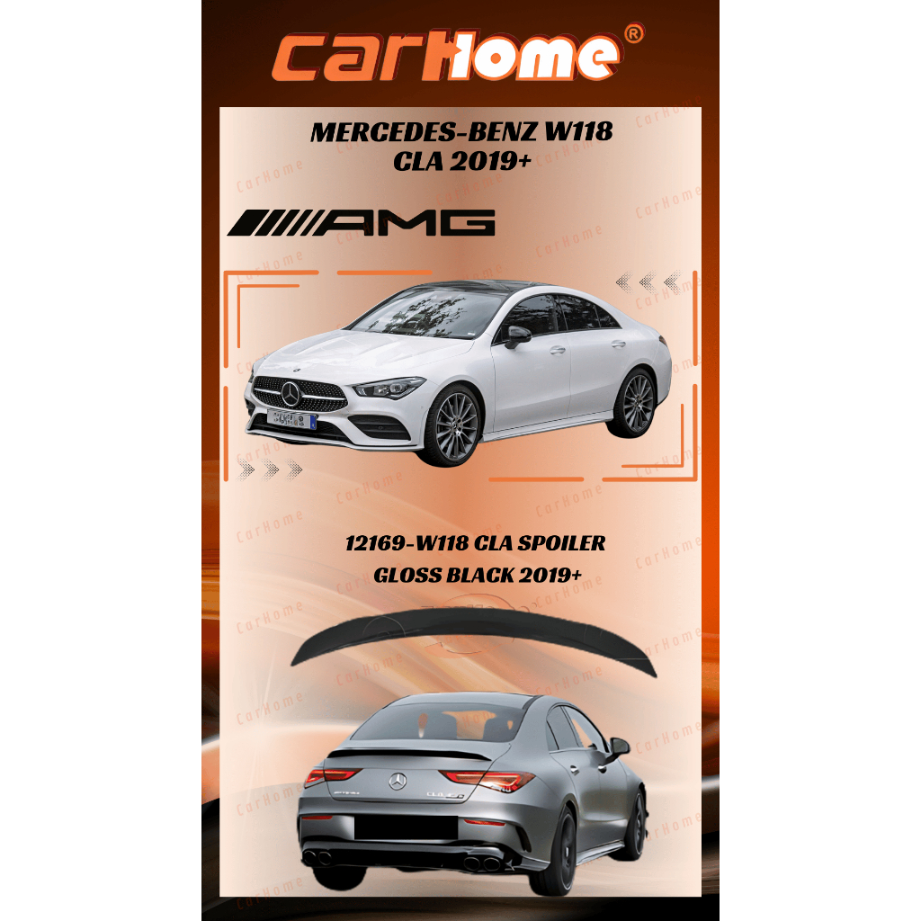 MERCEDES BENZ W118 CLA 2019+ REAR SPOILER GLOSS BLACK BODY KIT | Shopee ...