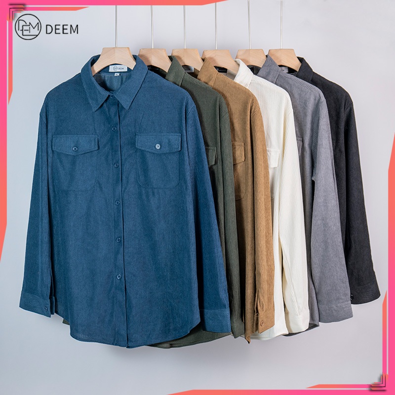 DEEM Corduroy Casual Shirt Women Blouse Korean Style Plus Size Kemeja ...