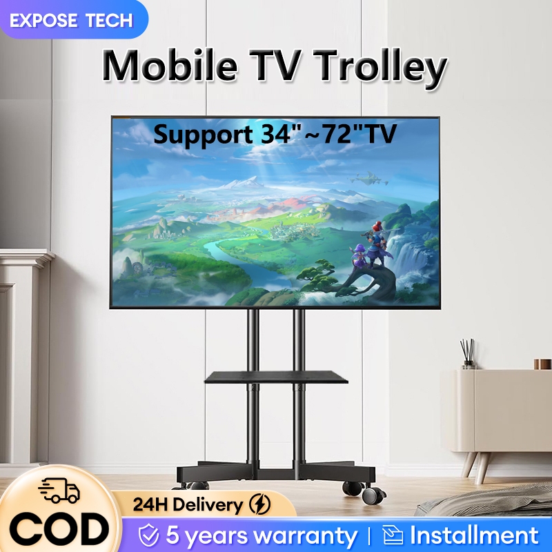 EXPOSE TV Stand 32- 72 Inch Mobile TV Bracket with Wheels Metal Bearing ...