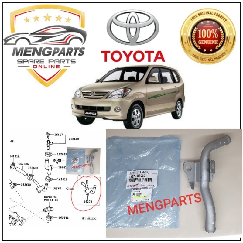 ORIGINAL TOYOTA AVANZA F601 1.3 WATER PUMP PIPE BY PASS IRON PIPE * NO ...