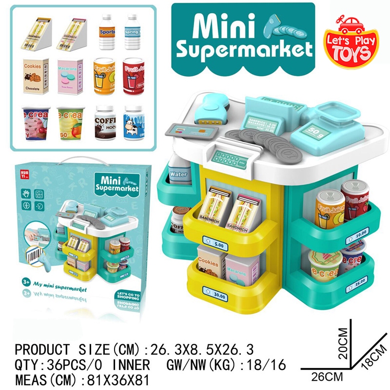 Mini Supermarket Cashier Pretend Play Set (food and Money) Gift Toys ...