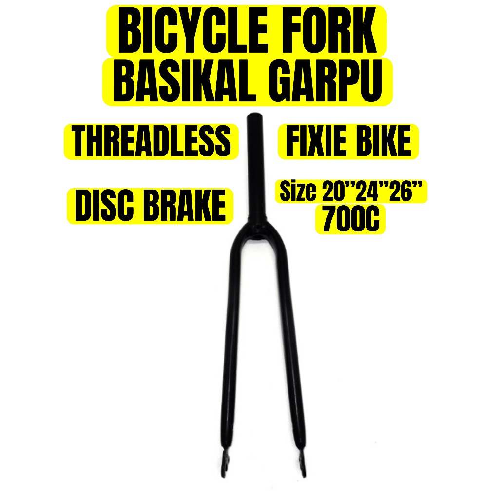BICYCLE FORK GARPU BASIKAL SIZE 20" 24'' 26'' 700C INCHES INCI FIXIE ...