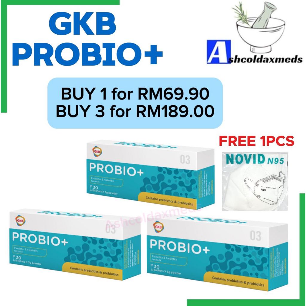GKB PROBIO+ (Probiotics & Prebiotics Formula) 3g x 30‘s/30'sx3 EXP05 ...