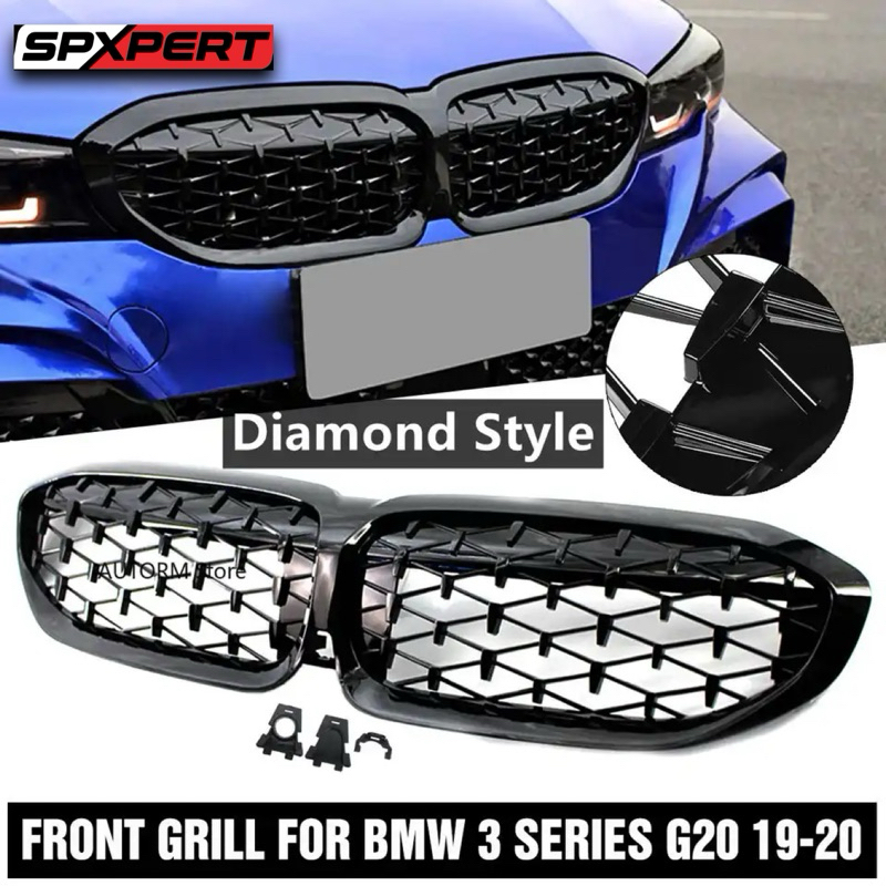 Bmw g20 front grill diamond all black | Shopee Malaysia