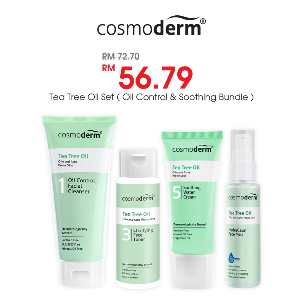 Cosmoderm Tea Tree Oil Set ( Oil Control & Soothing Bundle) | Shopee ...