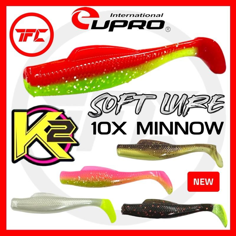 EUPRO Soft Lure 10X Minnow 60mm 80mm Plastic K2 Rubber Silicone Bait ...
