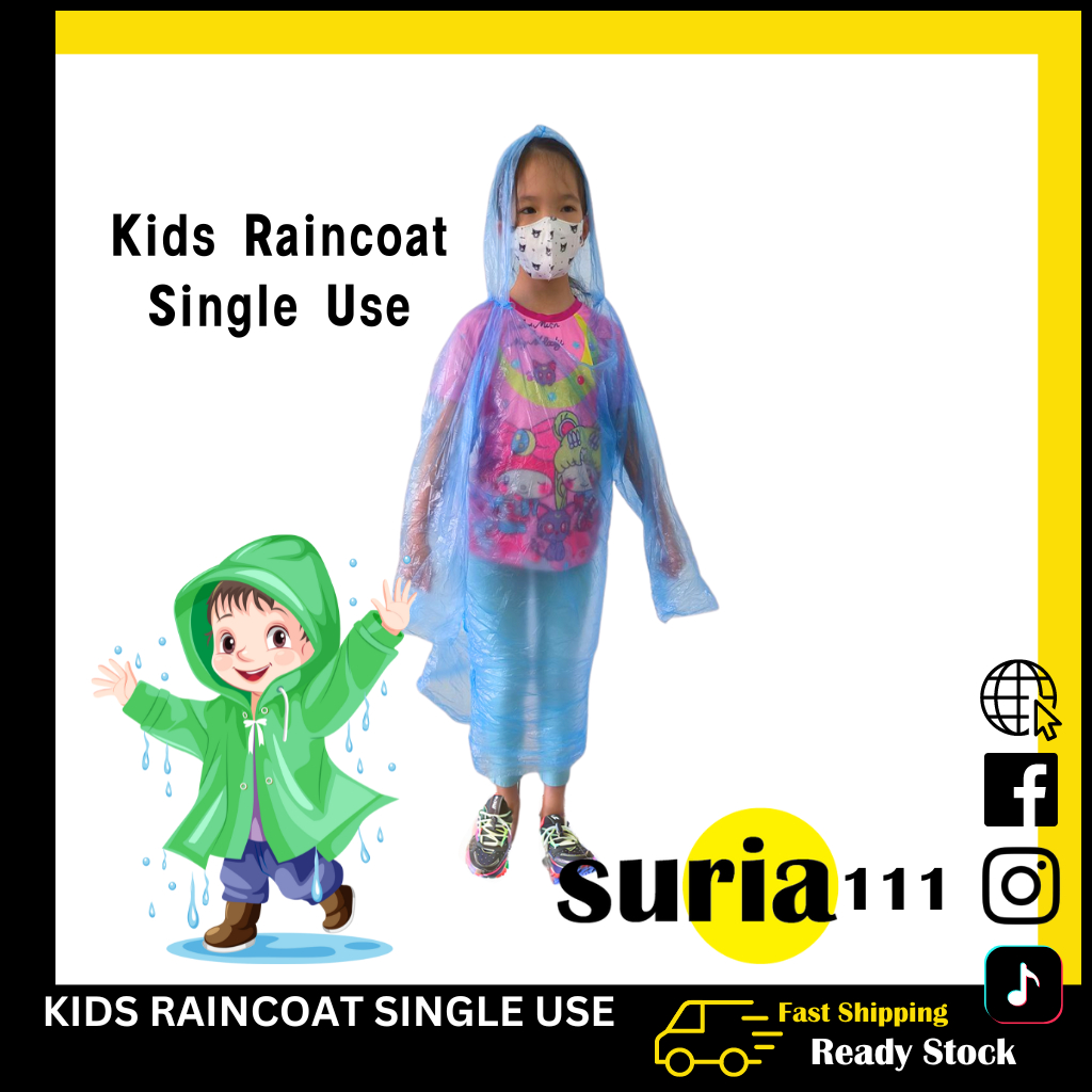 Kids Raincoat (Single Use) - (1PCS) Disposable, Lightweight, Palm-Sized ...