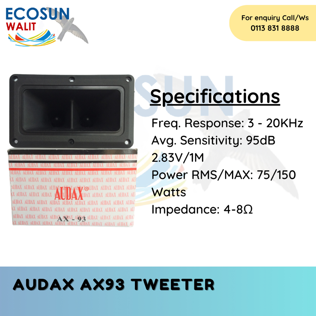 AUDAX AX-93 (SUARA PANGGIL) PIEZO TWEETER FOR SWIFTLET FARMING | Shopee Malaysia