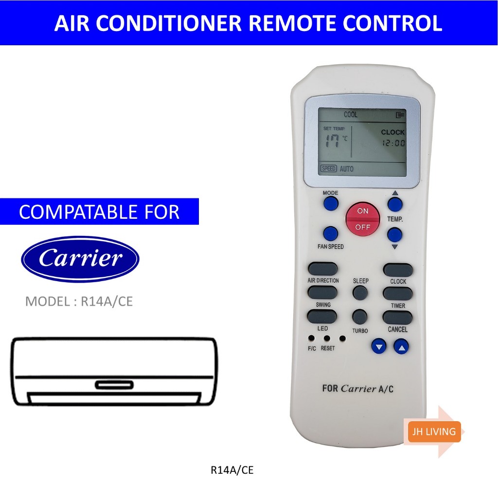 Replacement For Carrier Air Cond Aircond Air Conditioner Remote Control ...