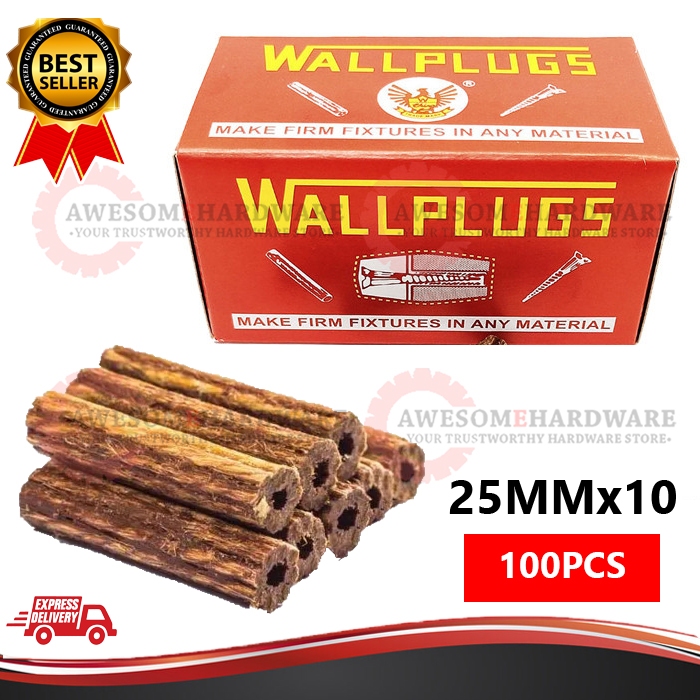 (100PCS/BOX) 25MMX10 FIBRE WOOD WALL PLUG PALAM DINDING JENIS KAYU ...