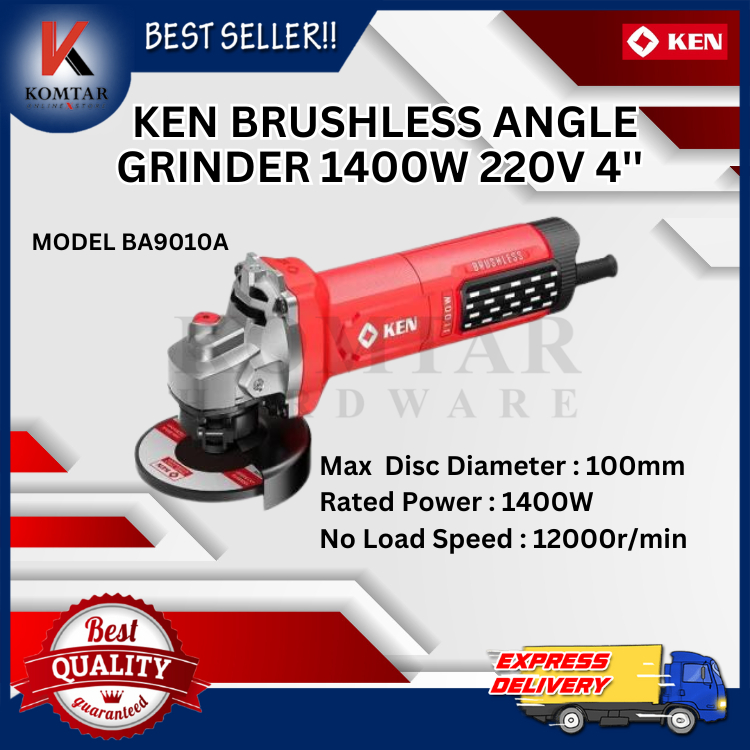 KEN BRUSHLESS ANGLE GRINDER 1400W 220V 4'' MODEL BA9010A | Shopee Malaysia